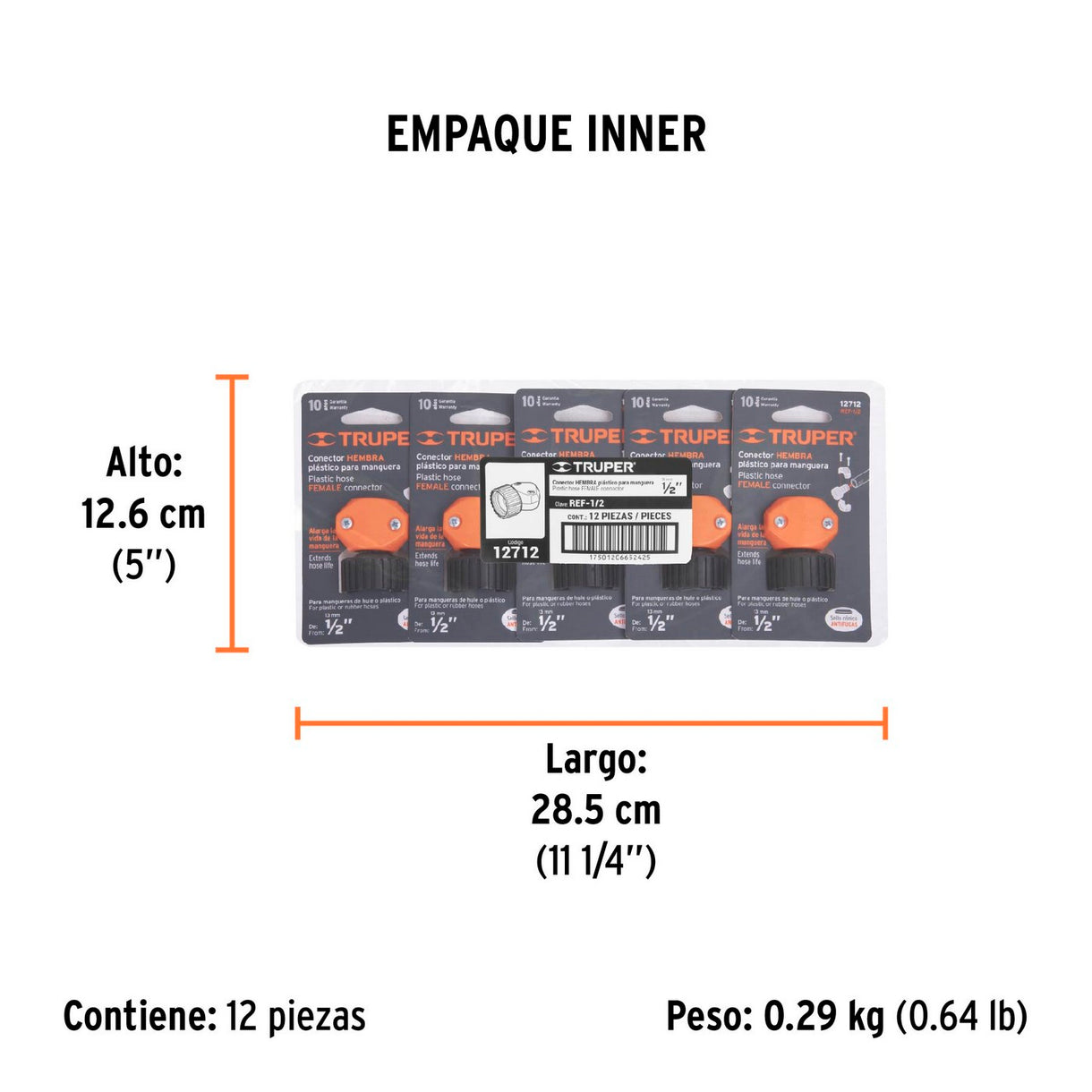 Conector 1/2" hembra ABS p/manguera | REF-1/2 | Truper | Online – ico ...