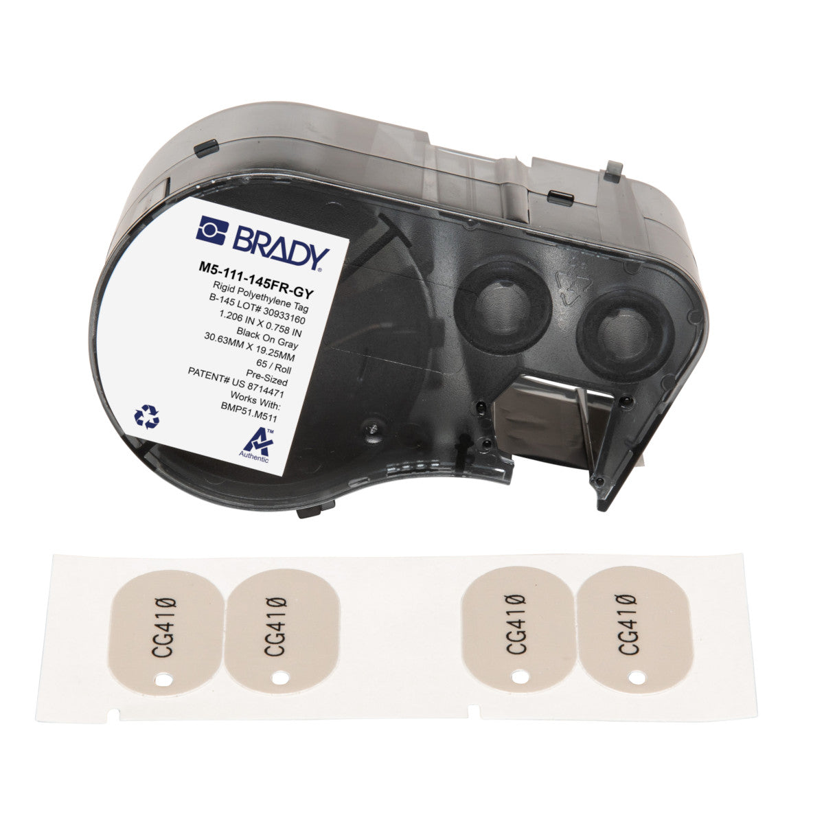 M5111145FRGY - BRADY - Etiqueta (tag) de polietileno gris de 0.750" x 1 ...